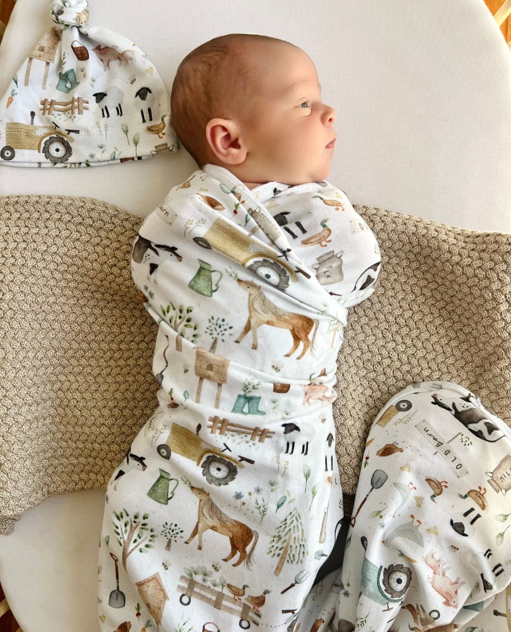 Organic Jersey Baby Wrap Set Farm Life – Cuddle Bug & Co