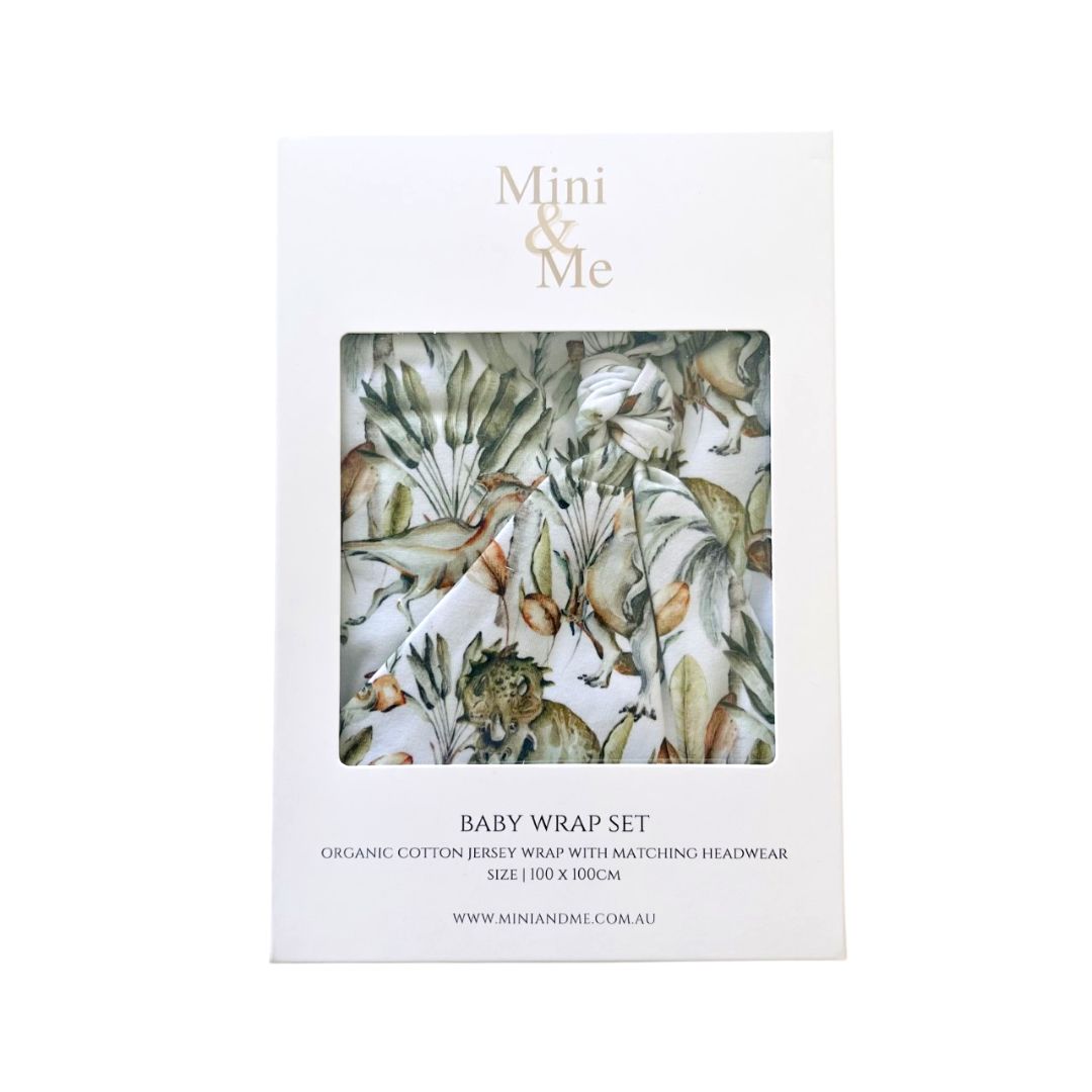 Mini & Me Organic Jersey Baby Wrap Set Jurassic – Cuddle Bug & Co